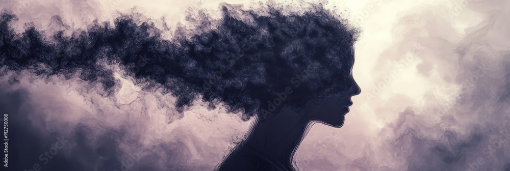 Woman Silhouette Dissolving Into Smoke - A silhouette of a woman's face ... Woman Silhouette Dissolving Into Smoke - A silhouette of a woman's face ...