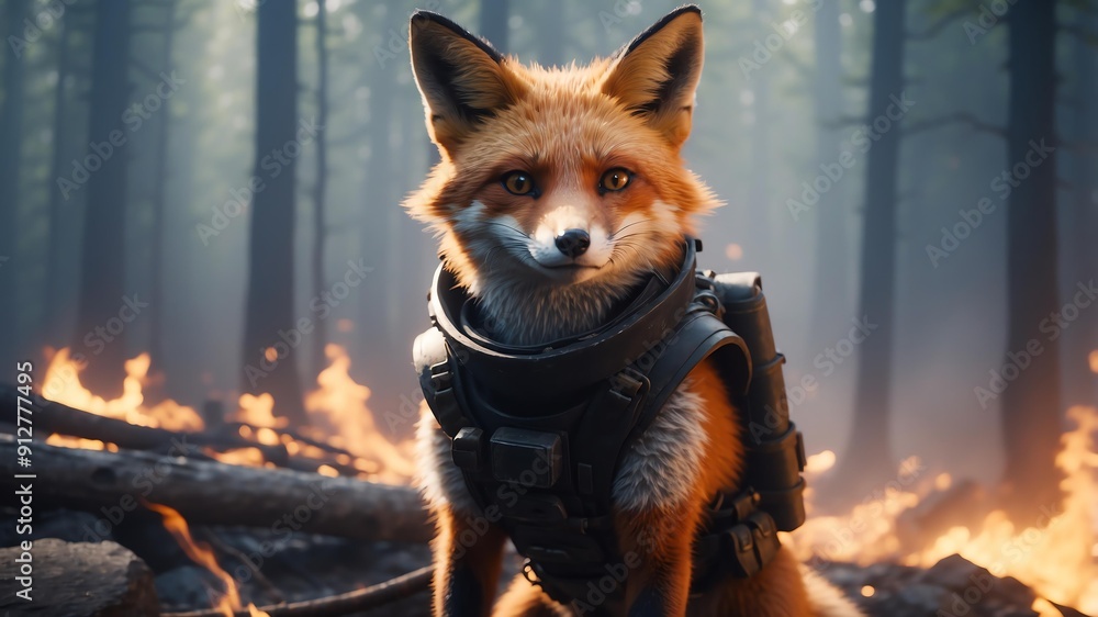 flint the firefighting fox a fox who uses fire powers cinematic concept ...