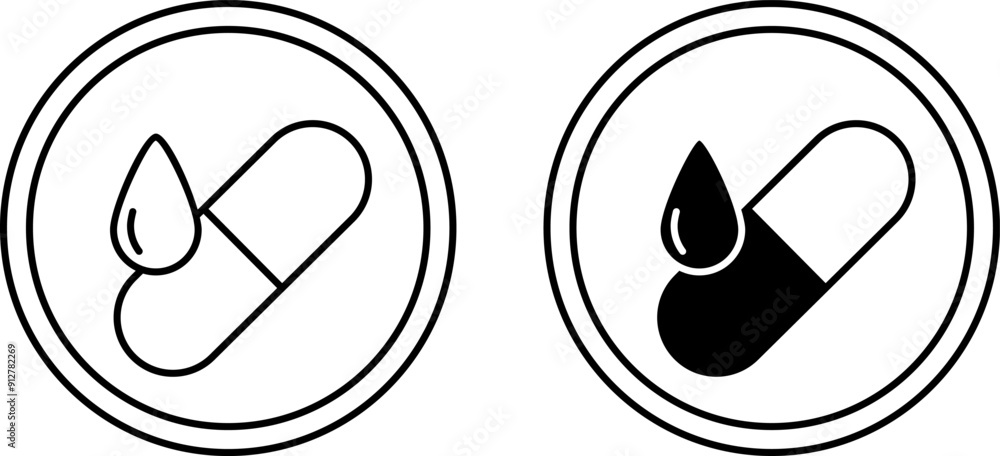 High Potency Vitamin E Icons. Black and White Vector Icons. Vitamin ...