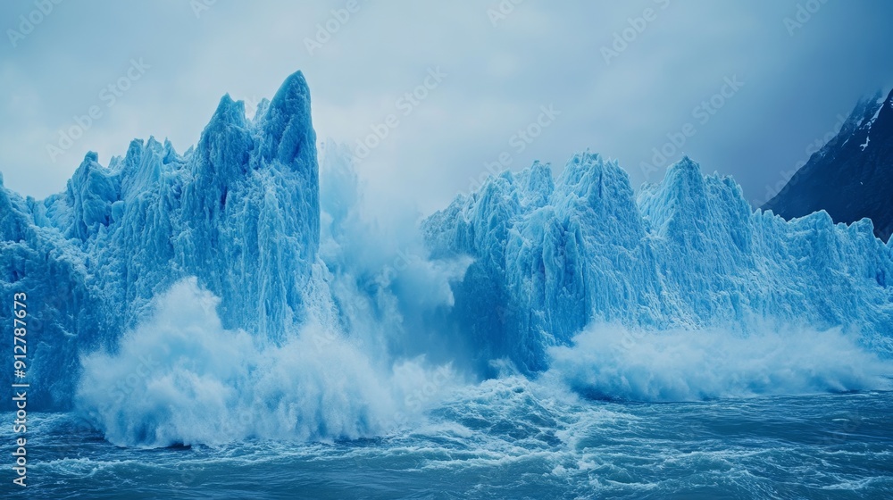 The calving of glacier ice into the sea is a symbol of climate change ...