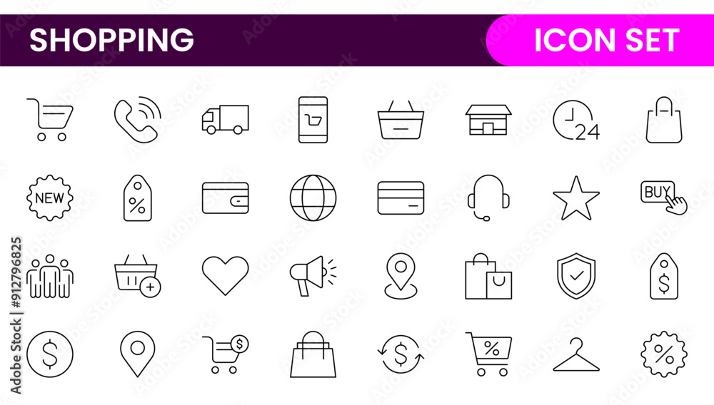 Set of shopping cart icons. Collection of web icons for online store ...