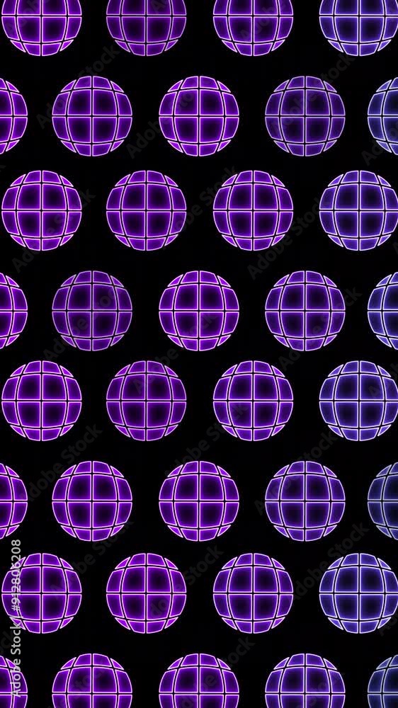 Vertical Neon Glowing Globe Earth Planet Pattern Design. Animated ...