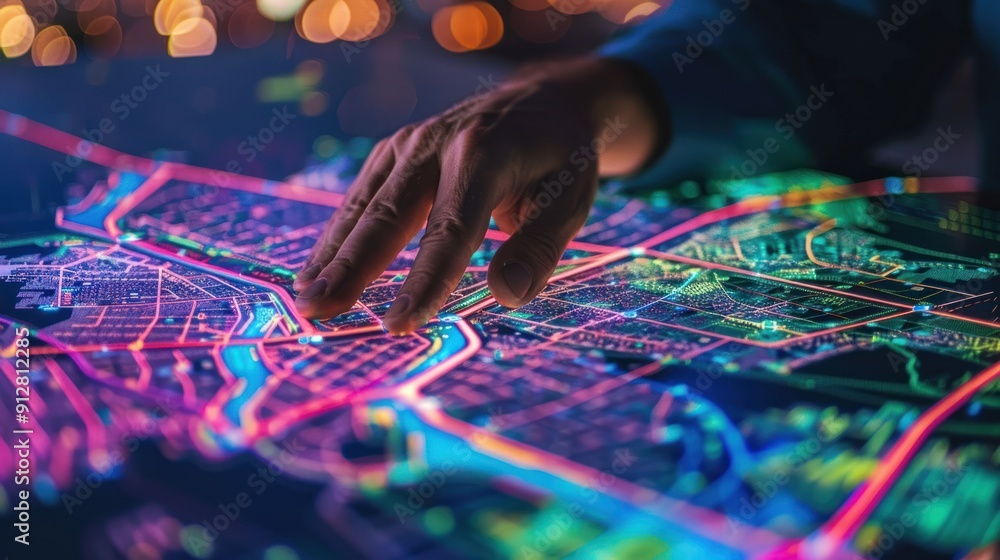 An urban planner using GIS mapping tools to visualize urban growth ...