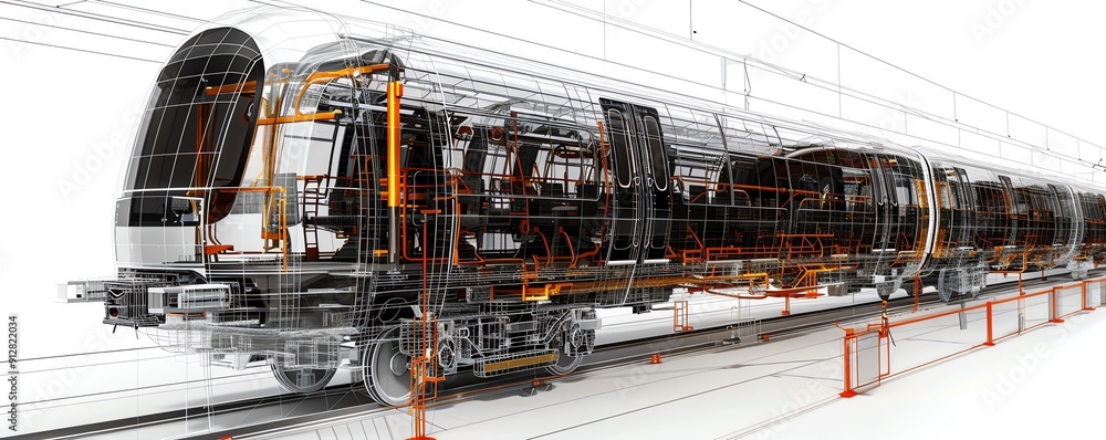 CAD model of a railway system, transportation planning office Accurate ...