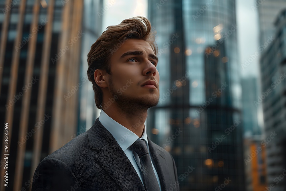 Well-groomed, rich kaukasian young man in full height in an expensive ...