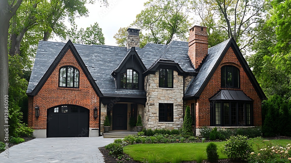 Gothic revival style.A beautiful two-story residential house featuring ...