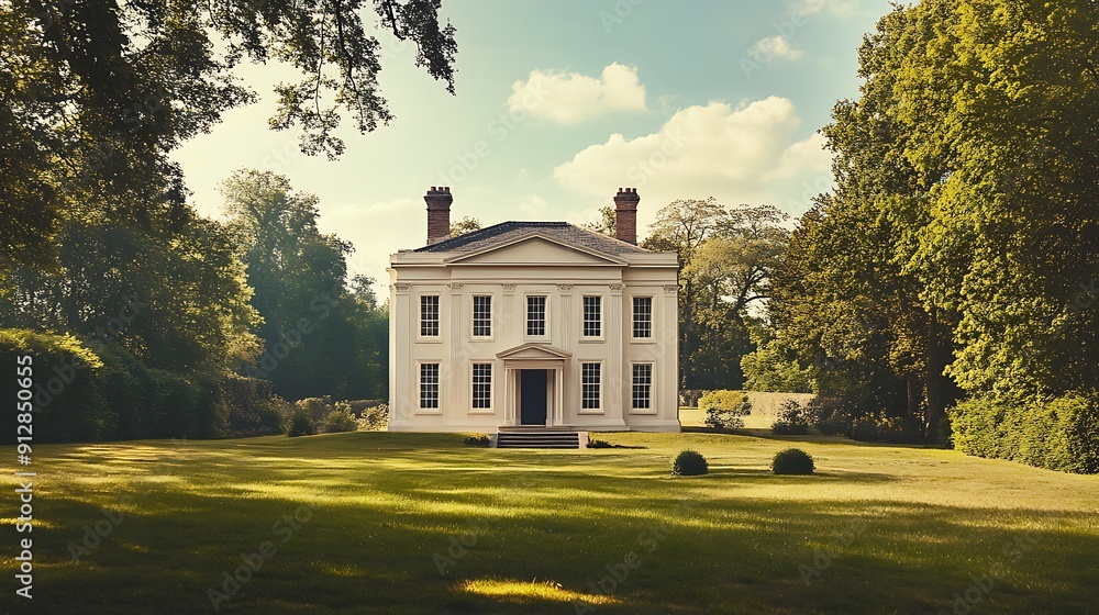 Regency style british house.A picturesque, neo-classical mansion ...