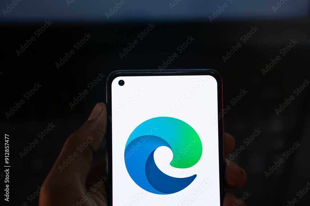 Dhaka, Bangladesh- 07 Aug 2024: Microsoft Edge logo is displayed on smartphone. Microsoft Edge ...
