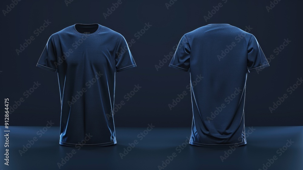 Plain casual t-shirt front and back views, add a subtle graphic design ...