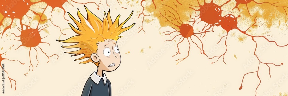 Hand drawn cartoon character in his forties with a large yellow ...