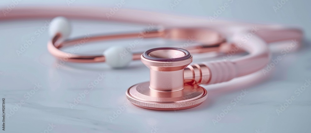 Elegant pink stethoscope on a marble surface, symbolizing modern ...