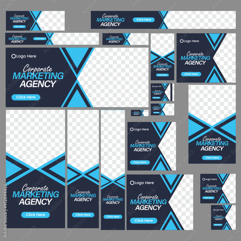 Editable modern business web banners set of standard size. Set of business banner template ...