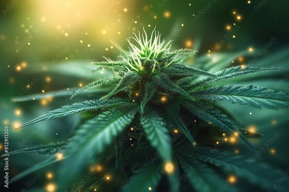 abstract representation of cannabis leaf using geometric shapes and a ...