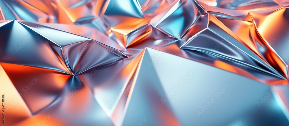 Vibrant 3D illustration of twisting metallic panel textures Glossy ...