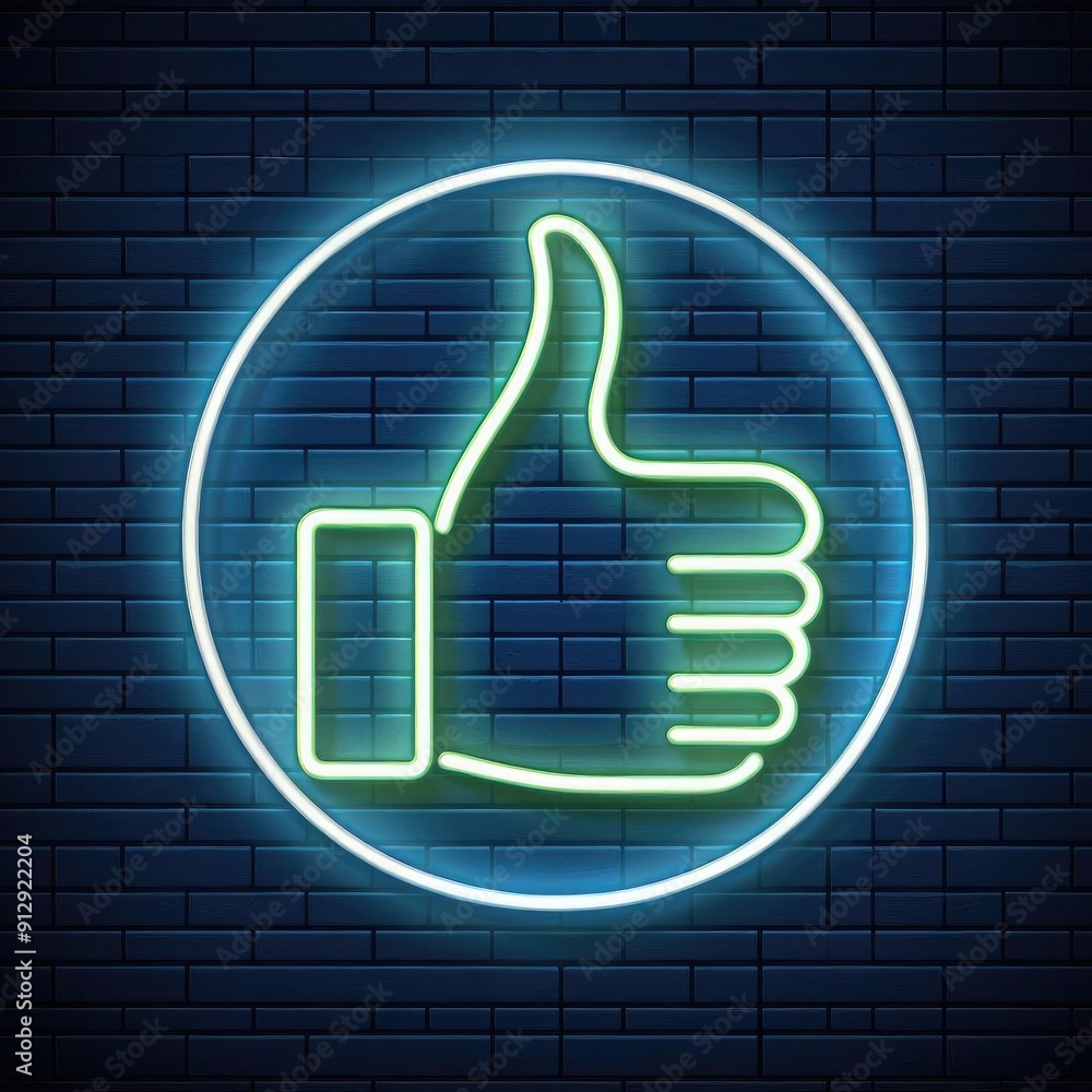 Vector realistic isolate neon sign of Thumb up for template decoration ...