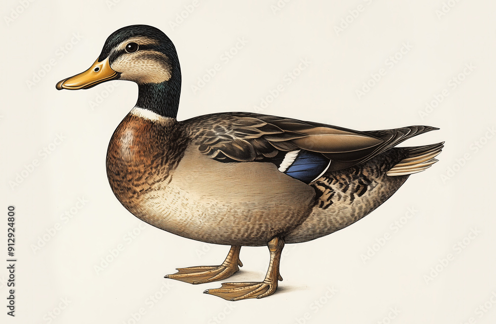 Duck, sketch. Vintage retro print, duck sketch ink pencil style drawing ...