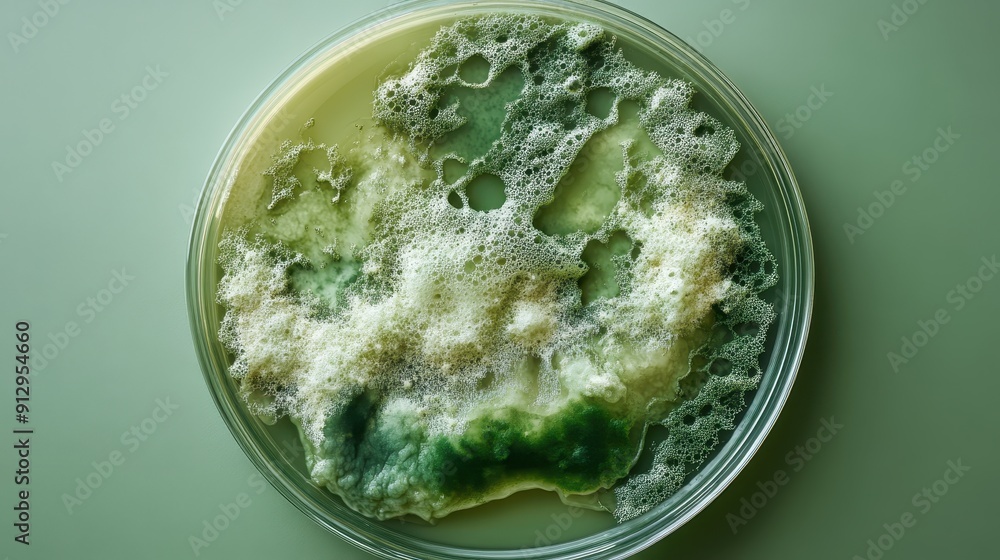 Moldy Algae in Petri Dish Resembling Lab, Petri dish with cyanobacteria ...