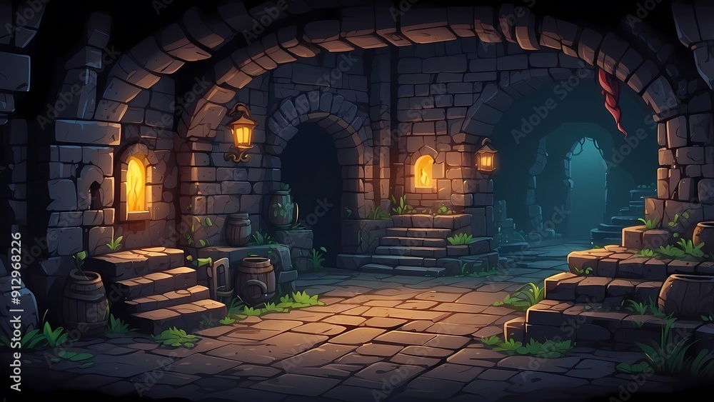 Game assets background RPG Gaming Battle Scene Underground Dungeon in ...