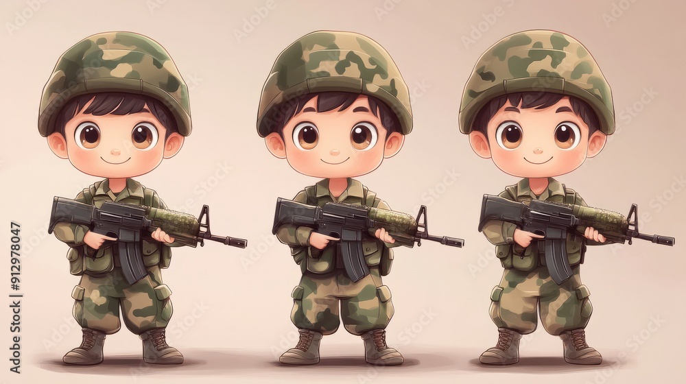 Cute baby soldier army wearing beautiful army uniform. cartoon Kids ...