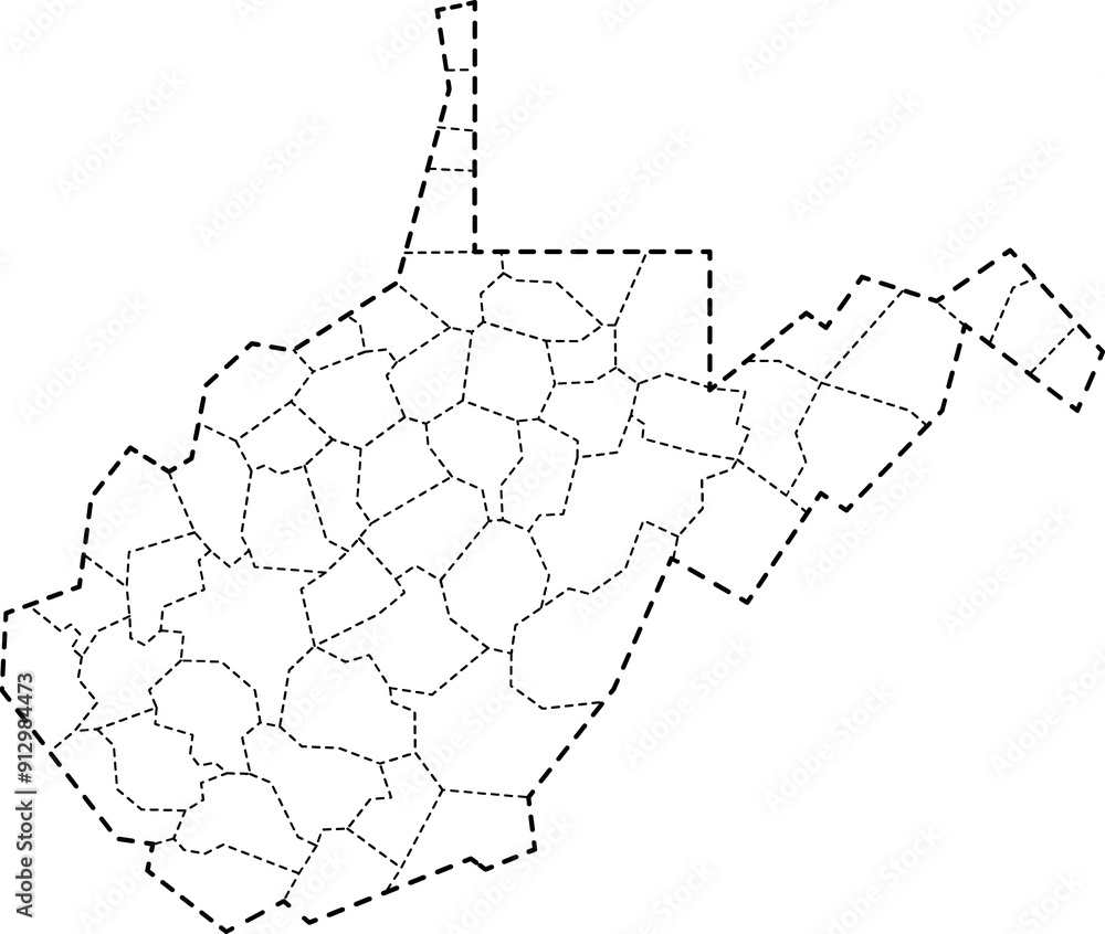 dashed line drawing of west virginia state map. Stock Illustration ...