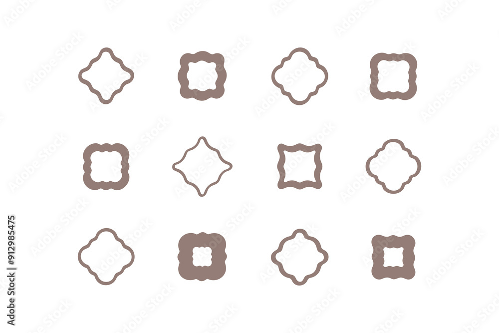 Round logo frame set. Circle line design decorative element. Vector ...