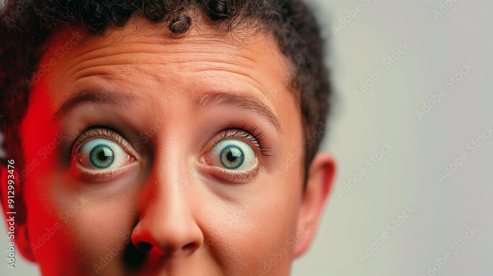 Cropped portrait of a happy funny mid aged woman face, funny face ...