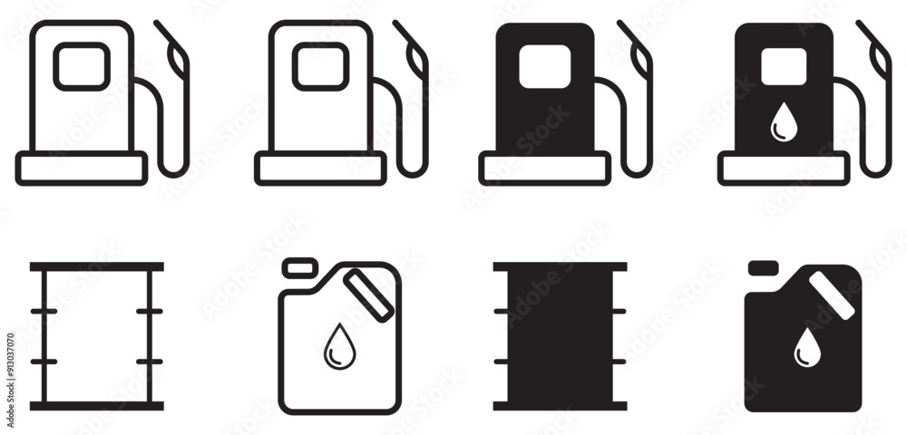 Fuel icons set. Gas station icons. Fuel pump nozzle symbols vector ...