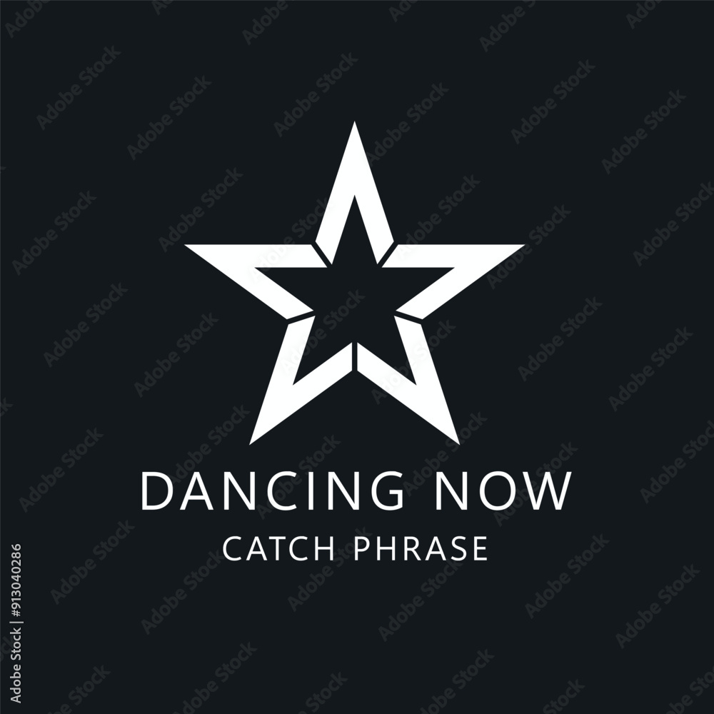 A minimalistic, modern star logo and illustration with cut edges ...