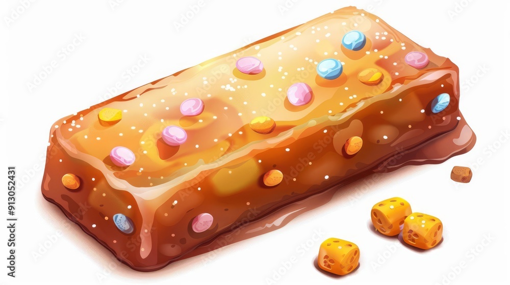 Unhealthy candy bar, loaded with sugar, cartoon illustration, isolated ...