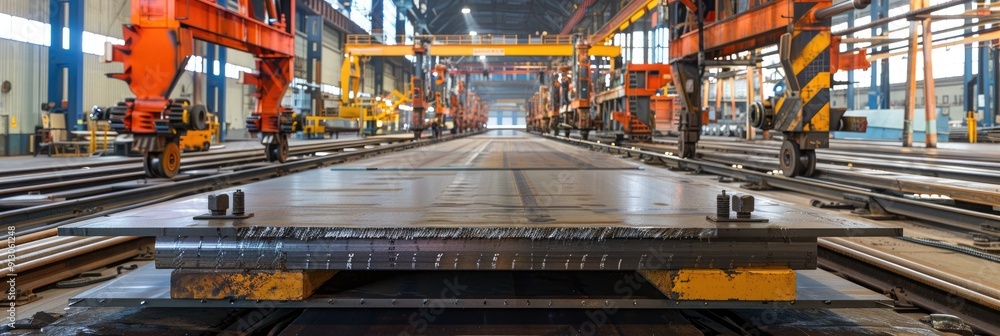 Loading long hot rolled steel plates with spreader beam and steel ...