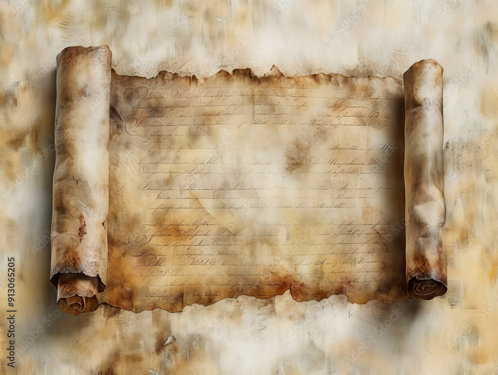 Ancient weathered parchment on a textured background, evoking history ...