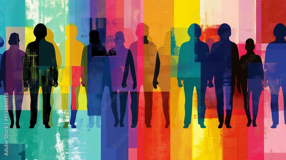 Modern trendy abstract artwork illustration of large group of people ...