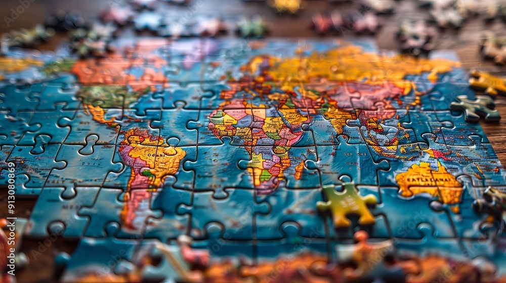 World Map Puzzle A Symbolic Representation of Global Interconnection ...
