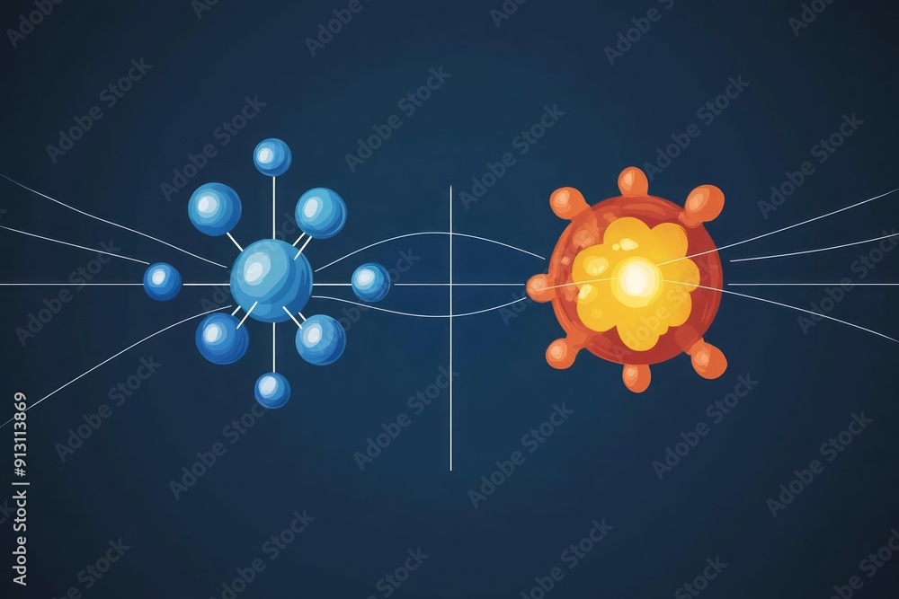 Foto de Difference between nuclear fission and nuclear fusion, two ...