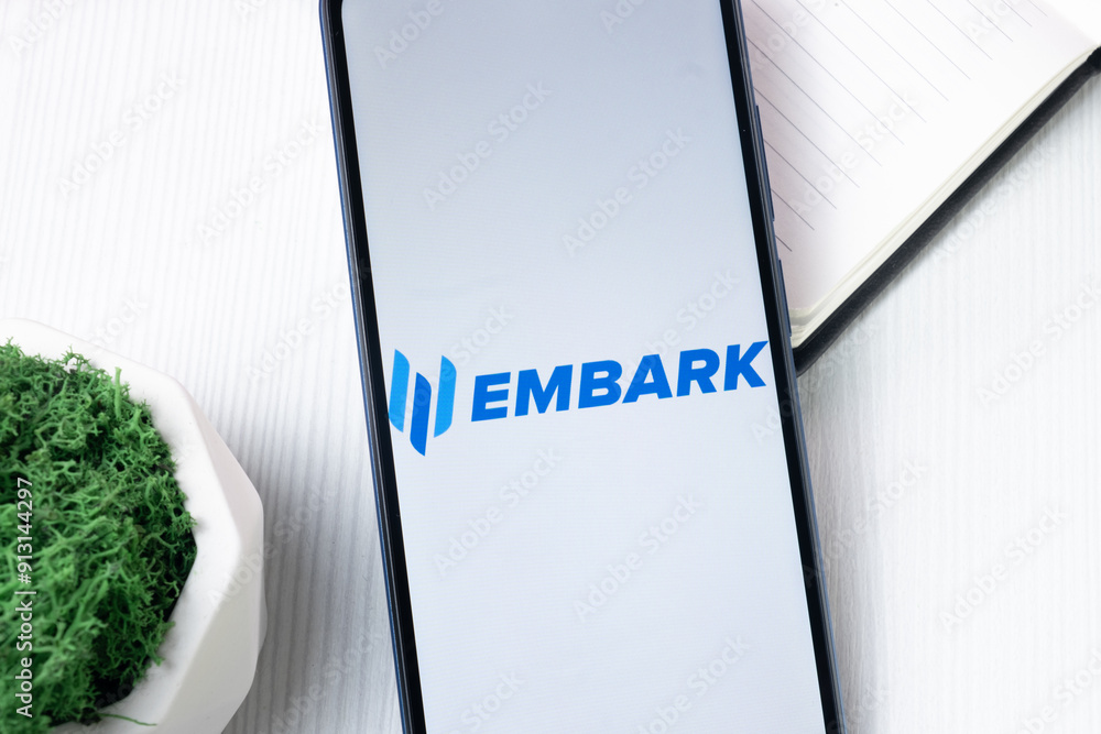 New York, USA - 1 August 2024: Embark Technology Logo on Phone Screen ...