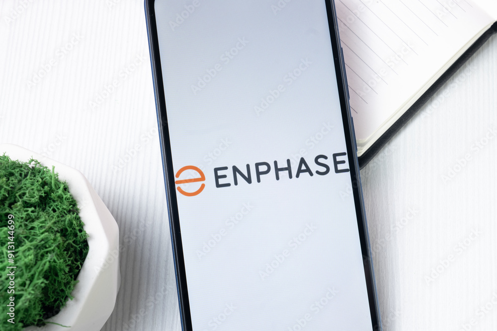 New York, USA - 1 August 2024: Enphase Energy Logo on Phone Screen ...