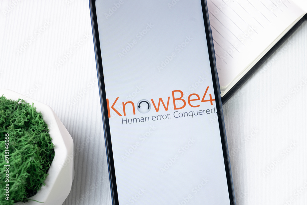 New York, USA - 1 August 2024: KnowBe4 Logo on Phone Screen, Icon on ...