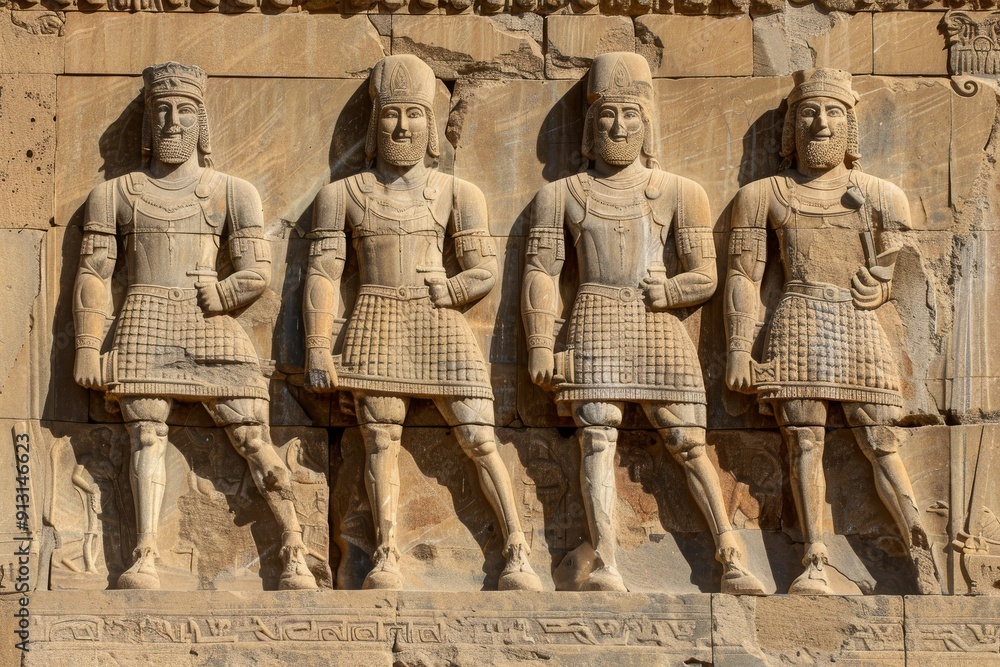 From a palace relief, Assyrian soldiers, Babylonian era Stock Photo ...