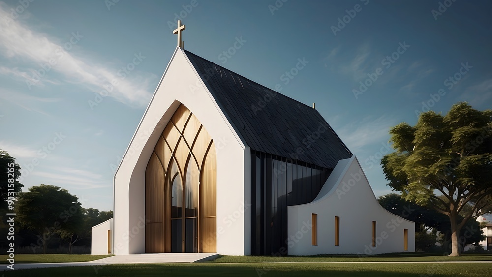 Small church exterior design, real estate church cinematic exterior ...
