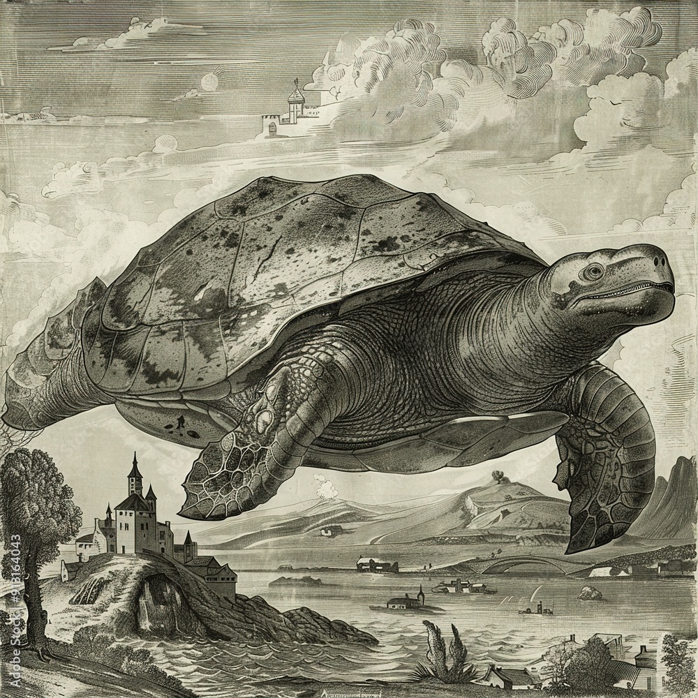 Aspidochelone: A giant sea creature from medieval bestiaries, often ...