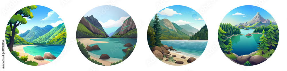 Lakeshore clipart collection, symbol, logos, icons isolated on ...