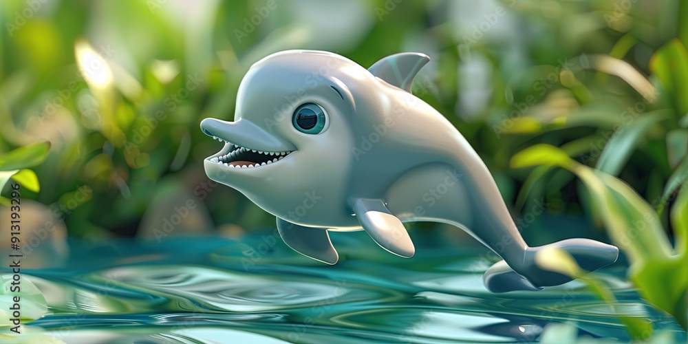 dolphin 3D animation cartoon style, colorful, happy, friendly, 3d ...