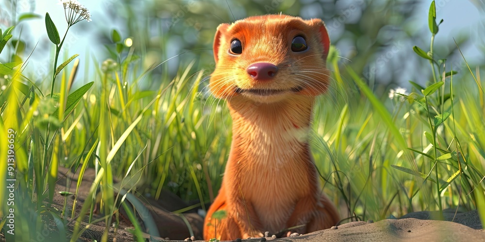 mongoose 3D animation cartoon style, colorful, happy, friendly, 3d ...