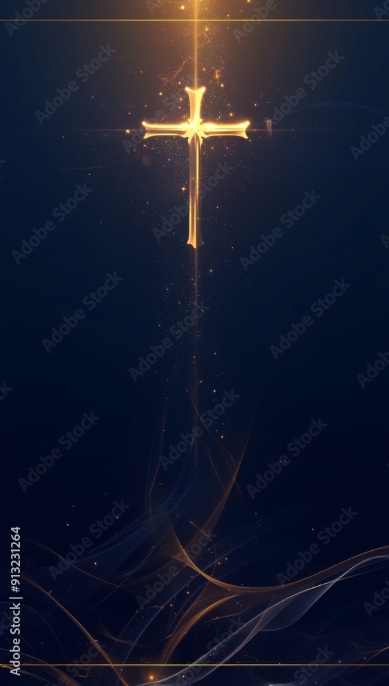 Elegant Christian Prayer Reading Card Background with Golden Cross ...