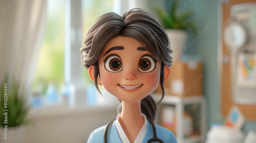Clear 3D clipart of a friendly nurse with a clipboard, depicted in a ...