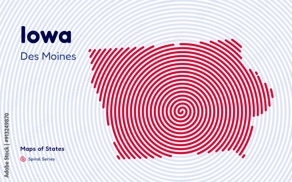 Iowa Map in Spiral Formation: Des Moines Takes Center Stage ...