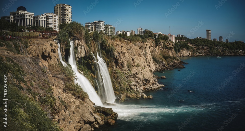 Duden Waterfall is a natural attraction of Antalya. The lower cascade ...