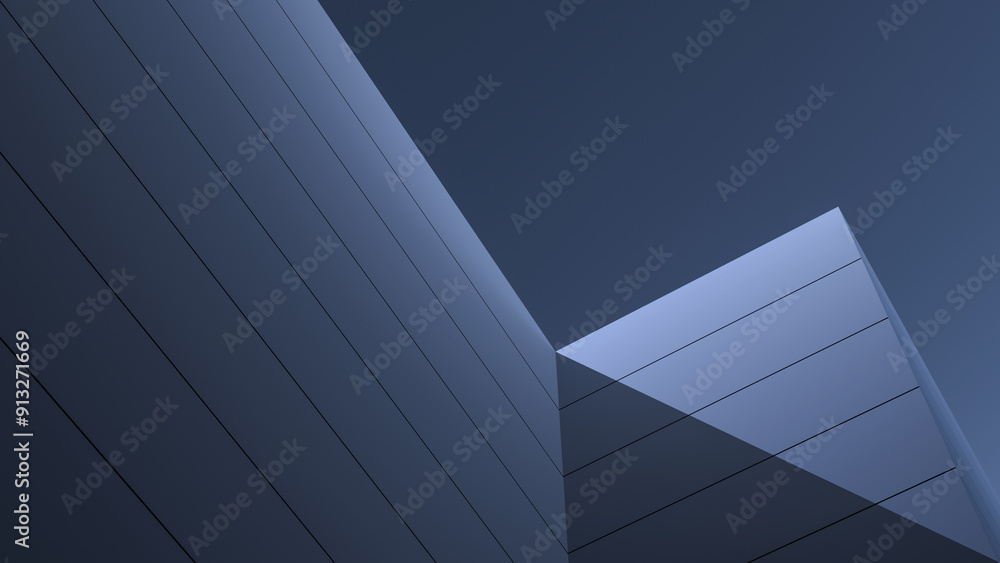 High block wall at night with a beam of light,architectural industrial ...