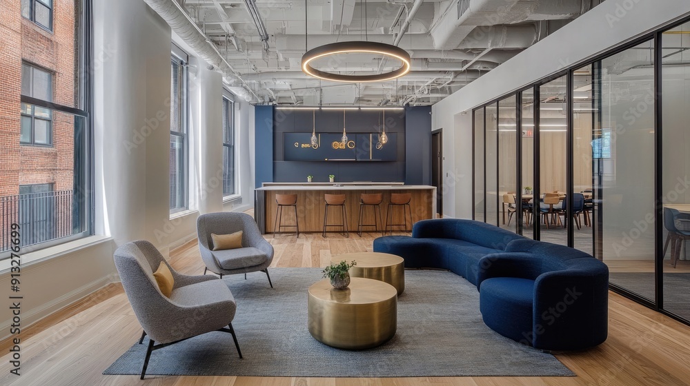 A flexible workspace with movable partitions, cozy breakout areas, and ...