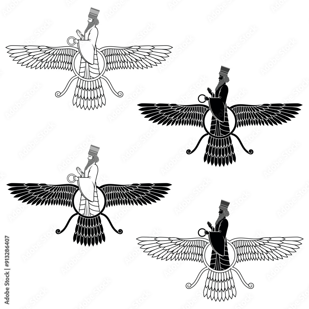 Vector design of Faravahar symbol, Zoroastrian religion symbol ...